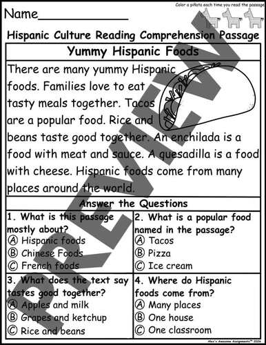 10 Hispanic Culture Reading Comprehension Passages | 1st, 2nd, and 3rd ...