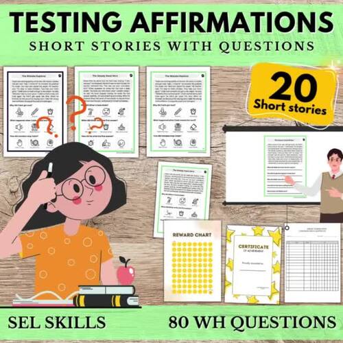 Positive Affirmations Testing Scenarios Worksheets l SEL Testing Motivation