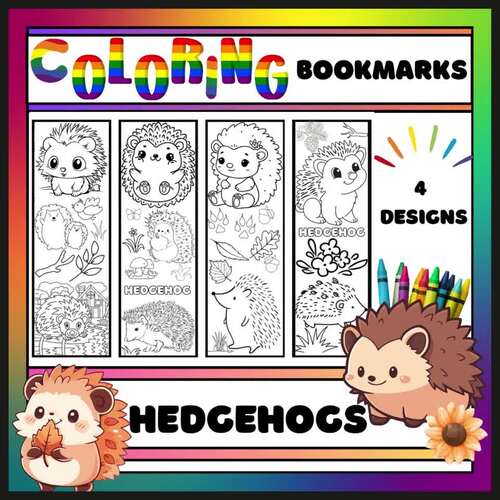 Hedgehog, Animal, Coloring Bookmarks, Reading, Library Activity, Craft ...