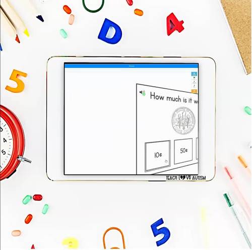 Coin VALUES Digital Task Cards | Money Boom Cards by Teach Love Autism