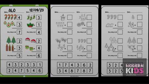 Cut & Paste Addition Math - Christmas Worksheet For Autism | TPT