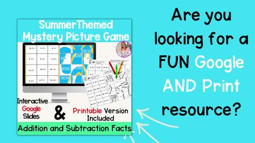 Addition and Subtraction Facts Mystery Digital and Printable Game ...