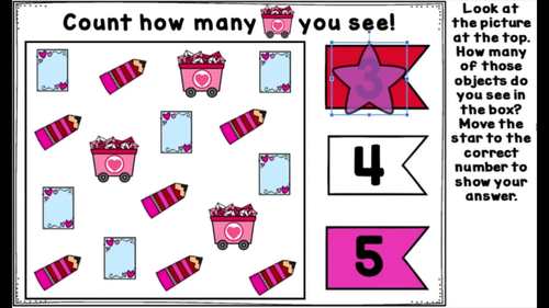 Valentines Counting Objects to 10 Math Game Counting Sets February ...