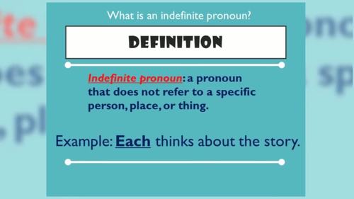 Indefinite Pronouns in Subject Verb Agreement & Pronoun Antecedent ...