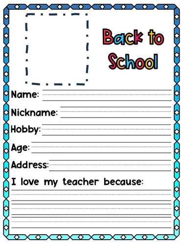 All About Me Worksheet - Back to School Activity by Three Little Kittens