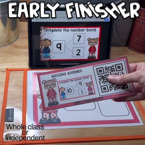 Number Bonds Math Centers 1st Grade No Prep Early Finisher Missing ...