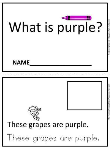 COLOR PURPLE Emergent reader & coloring activity for Special Educ, Pre ...