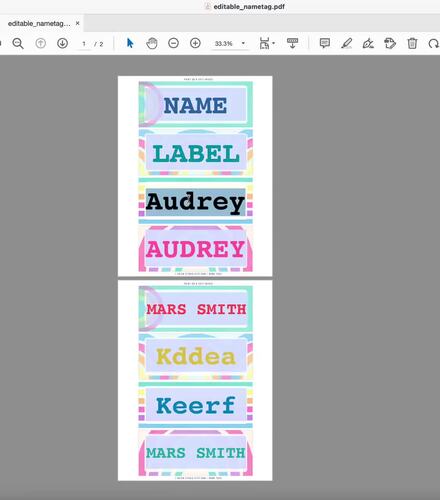 Editable Name Tags, Labels, Name Plate: Rainbow name Tags by Okien Studio