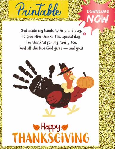 Christian Thanksgiving Handprint Craft Turkey Preschool Printable ...