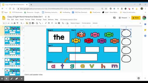 Digital Interactive Sight Word Slides- Distance Learning by KTeacherTiff