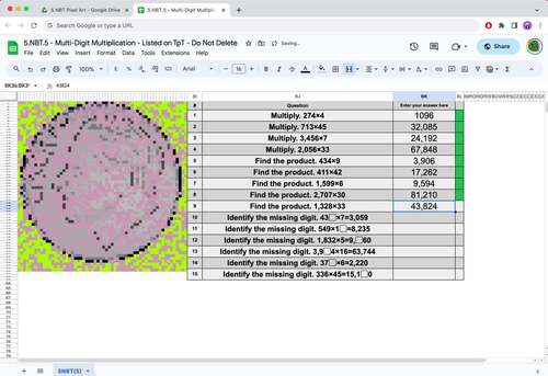 5th Grade Math Review Centers PIXEL ART Digital Bundle of Google Activities
