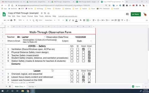 Walk Through Observation Form by School Administrator Stuff | TPT