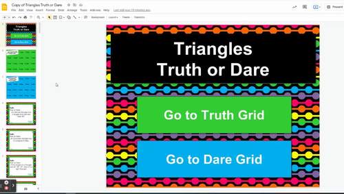 Classifying Triangles Digital Math Game | Math Activity | Truth or Dare
