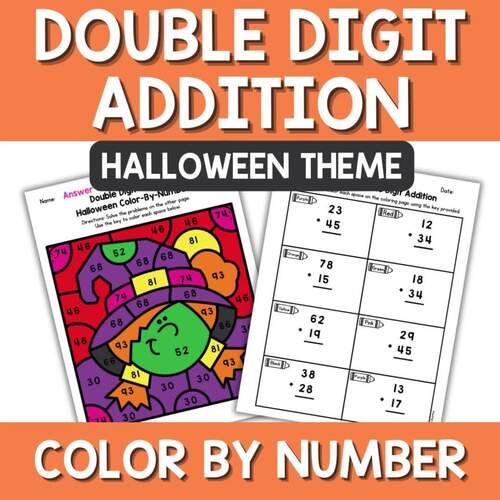 Halloween Double Digit Addition Color by Number Code | Fun Math Center ...