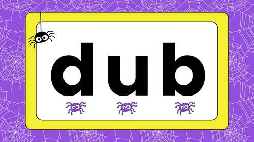 Kindergarten Halloween Spiders Digital CVC Words Word Families Flashcards