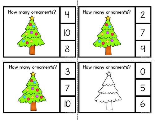 CHRISTMAS CLIP CARDS NUMBERS 0-10 by sheetworm | TPT