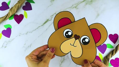 Heart Bear Cut and Paste Craft by Simple Mom Project | TPT