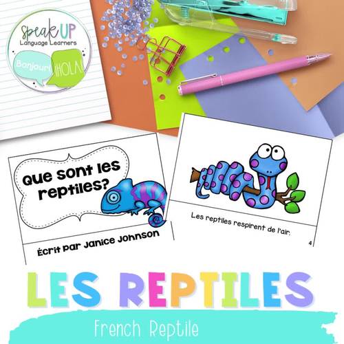 Les reptiles French Reptile Animal Classification Reader Print & Boom Cards