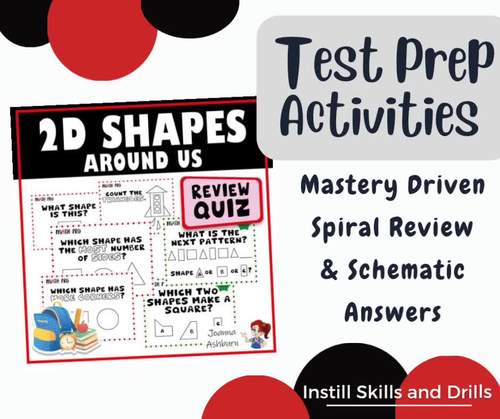 1st Grade Math 2D Shapes Spiral Review Quiz Task Cards Activities