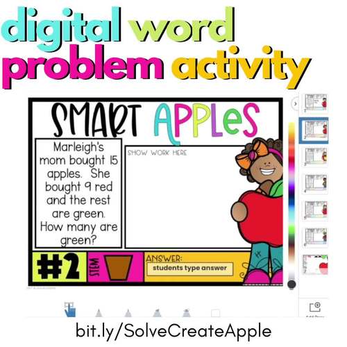 Digital Word Problem Activity: Solve to Create an Apple (SEESAW, GOOGLE ...
