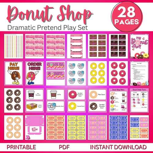 Donut Shop Pretend Play Printables Donut Shop Dramatic Play Classroom