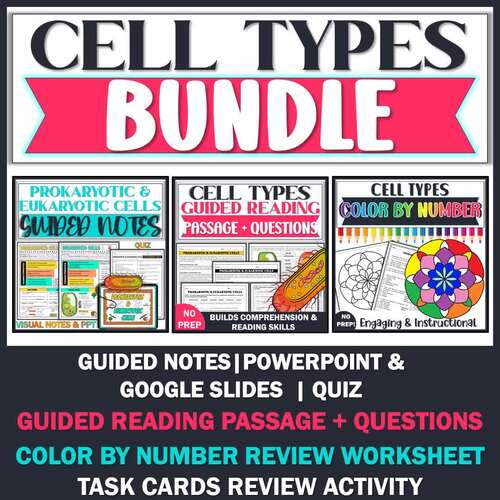 Prokaryotic & Eukaryotic Cells Worksheets & Activities Bundle + Notes ...
