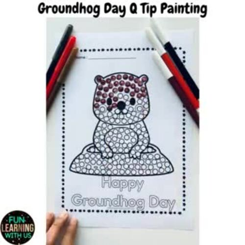 Groundhog Day Dot Q Tip Painting | February Fine Motor Activity | TPT