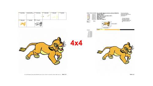 Playful Young Simba Lion Cub Cartoon Embroidery Designs - Instant Download