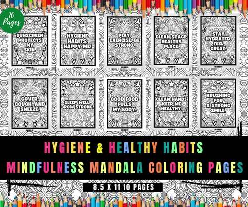 Hygiene And Healthy Habits Encouraging Affirmations Coloring Sheets, No ...