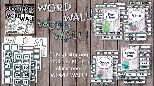 Back to School Classroom Decor SUCCULENTS and CACTUS Word Wall | TPT