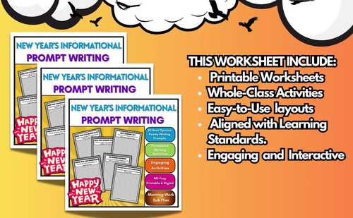 New Year's Informational Writing Prompt Activities Morning Work 4th,5th ...