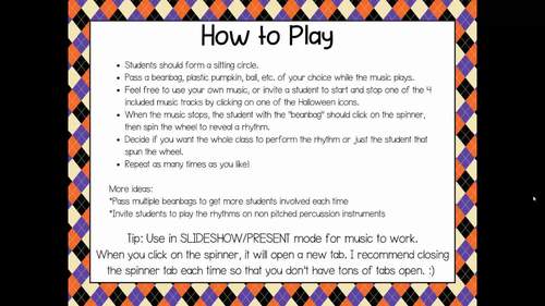 Elementary Music Passing Game for Halloween: Spin-a-Rhythm // Ta & Ti Ti