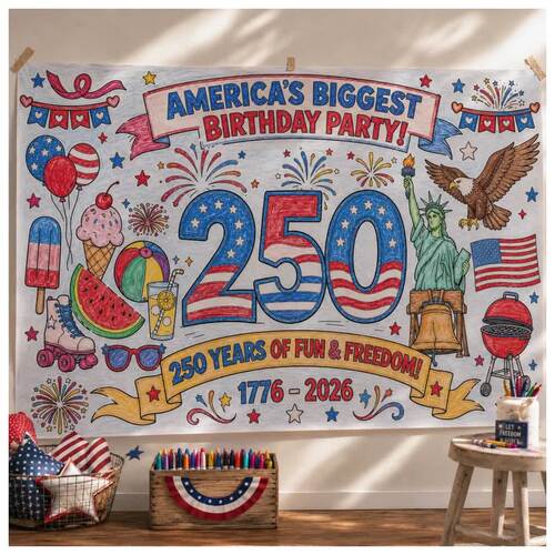 America 250 Collaborative Coloring Poster | 4th of July Activity ...