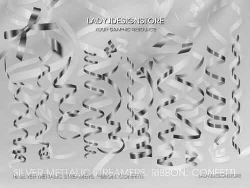 Gold Glitter Ribbon Streamers Confetti Clipart by ladyjdesignstore