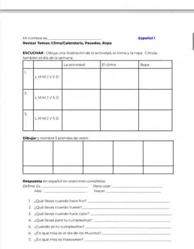 Spanish 1 Final Exam Review-5 days w/Listening, Script, Grammar ...