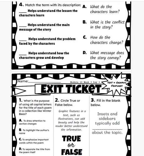 HMH Into Reading Lesson Exit Tickets - Fifth Grade - Module 10 Week 3