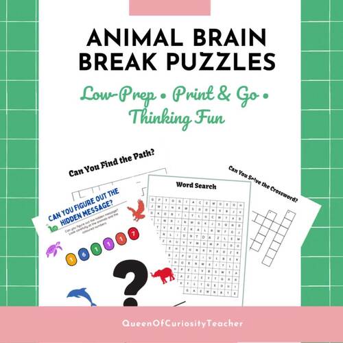 Brain Break Activities: Animal Puzzle Bundle by QueenOfCuriosity