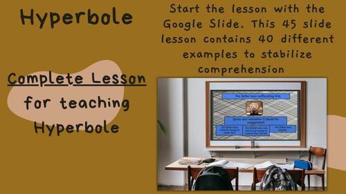 Hyperbole Activity BOOM CARDS, Google slide nonliteral language Worksheet