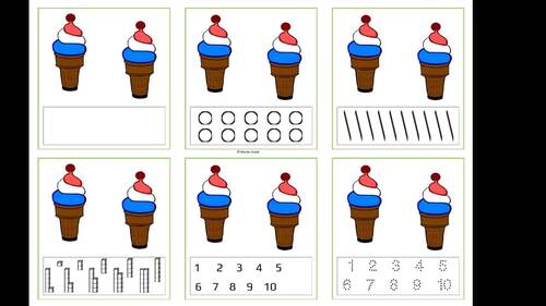 Basic Math Skills Number Flash Task Cards 4th of JULY by Words Aside