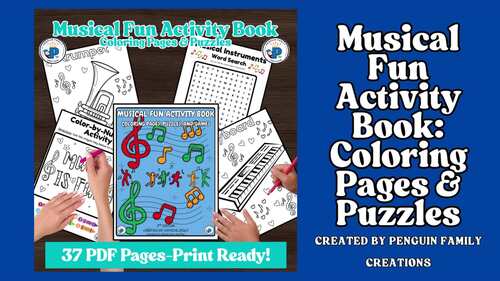 Music Fun Activity Book: Musical Instruments Coloring Pages and Puzzles