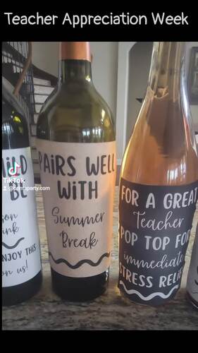 Funny & Sarcastic Teacher Wine Labels - 6 - White Labels by PrintAParty