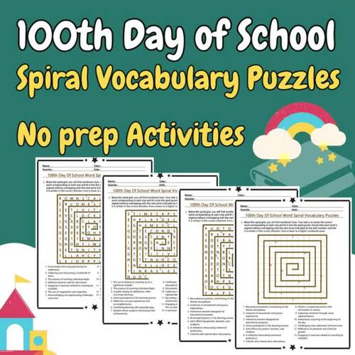 No Prep 100th day of school activities Fun Spiral Vocabulary & Spelling ...