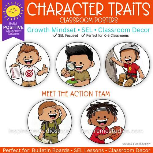 Character Traits Posters | Growth Mindset SEL Classroom Decor | TPT
