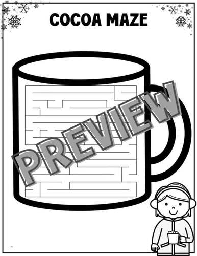 WINTER Maze Puzzle Pack - JANUARY Mazes - Math Centers - WINTER Activites