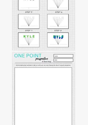 One and Two Point Perspective Name Drawing – 3D Block Lettering Worksheet