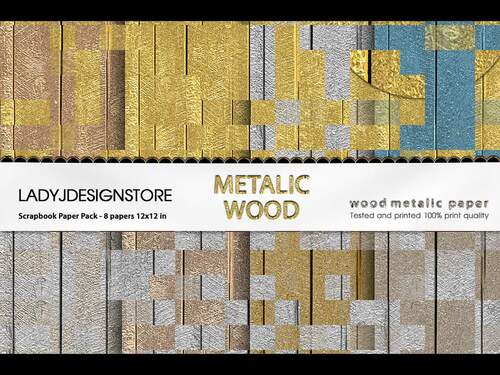 Glitter Gold METALLIC WOOD DIGITAL Paper by ladyjdesignstore | TPT