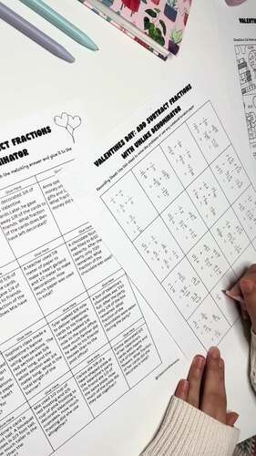 Valentine's Day Multiplication Division Fractions Word problems 5th Grade