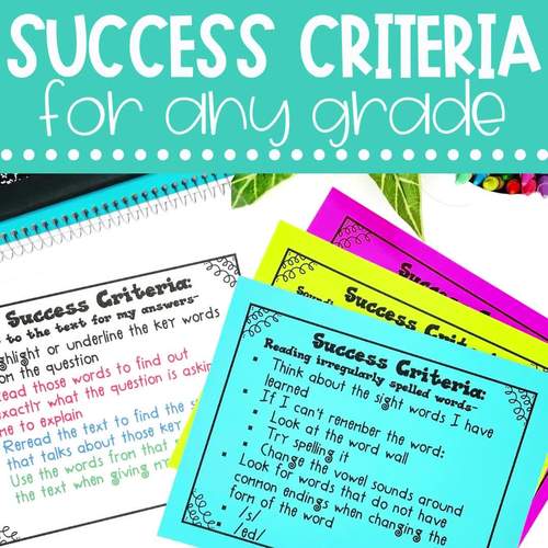 Success Criteria for Common Core Learning Targets in Reading 1st Grade ...