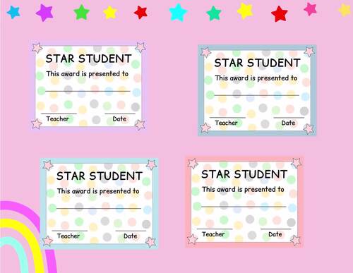Printable Boho Polka Dots Star Student Awards, Editable Star Student ...