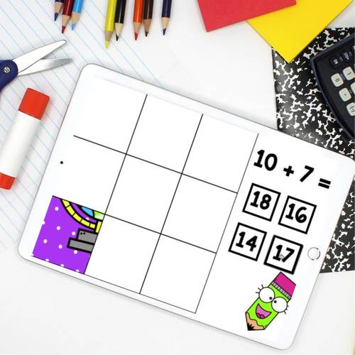 Adding Ten to a Single Digit Number 1st Grade Math Boom Cards | TPT